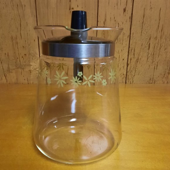 Cory | Kitchen | Vintage Cory Glass Coffee Pot With Green Flower Design ...